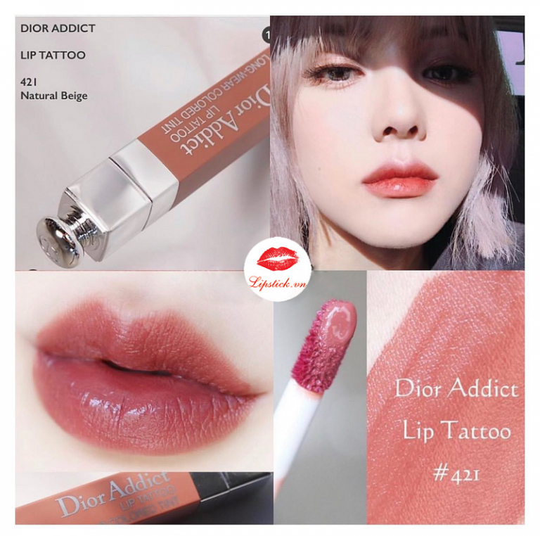 Son Dior Tattoo 421 Natural Beige - Cam Đất Đẹp Nhất Lip Tattoo