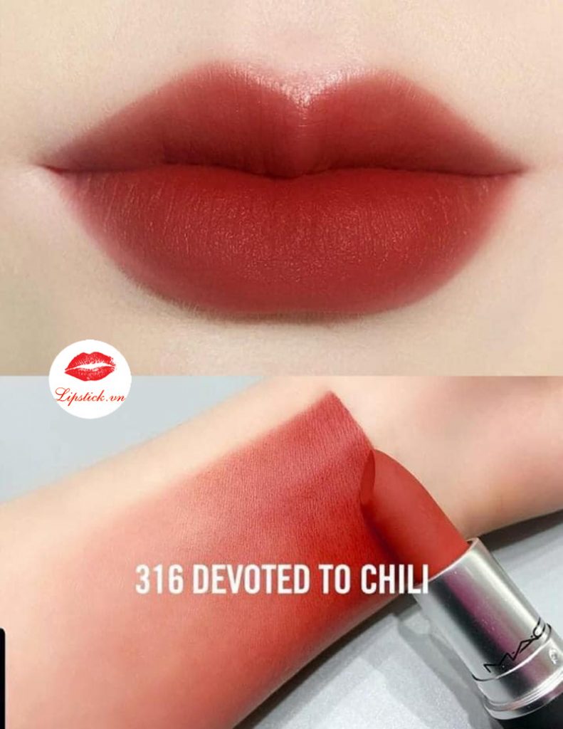 Son MAC 316-Son MAC Devoted To Chili Đỏ Gạch Powder Kiss Lipstick