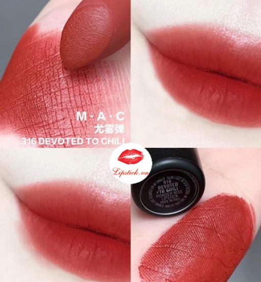Son MAC 316-Son MAC Devoted To Chili Đỏ Gạch Powder Kiss Lipstick