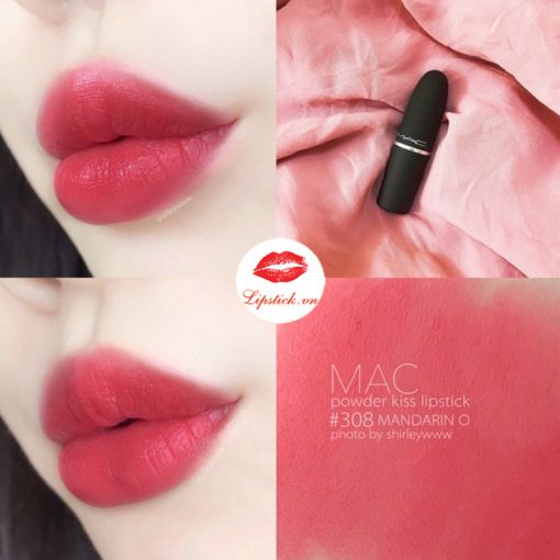 Son MAC 308 -Son MAC Mandarin O Hồng Cam Powder Kiss| Lipstick.vn