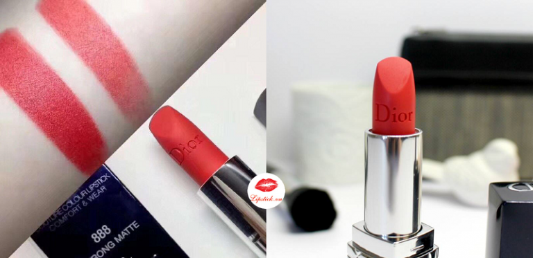 Son Dior 888 Strong Matte - Đỏ Cam Đẹp Nhất From Satin To Matte