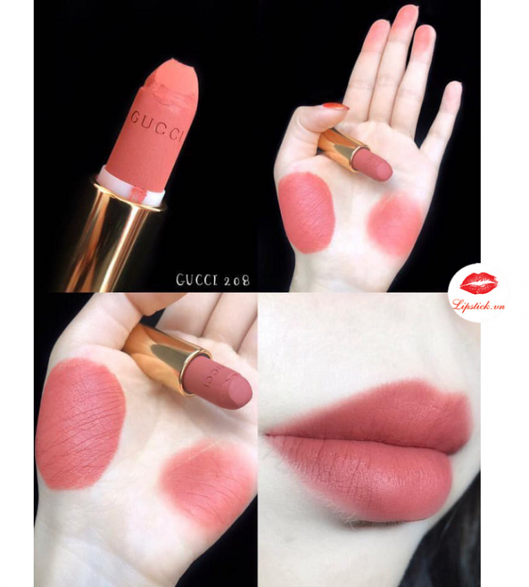 Review Son Gucci 208 They Met in Argentina Hồng Đất Trendy Matte