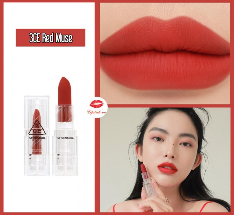 Son 3CE Red Muse – Đỏ Cam Hot Nhất Bộ Sưu Tập Soft Matte Lipstick