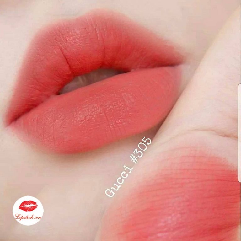 Son Gucci 305 Ruby Firelight - Hồng Cam Đất Hot Nhất Dòng Gucci Matte