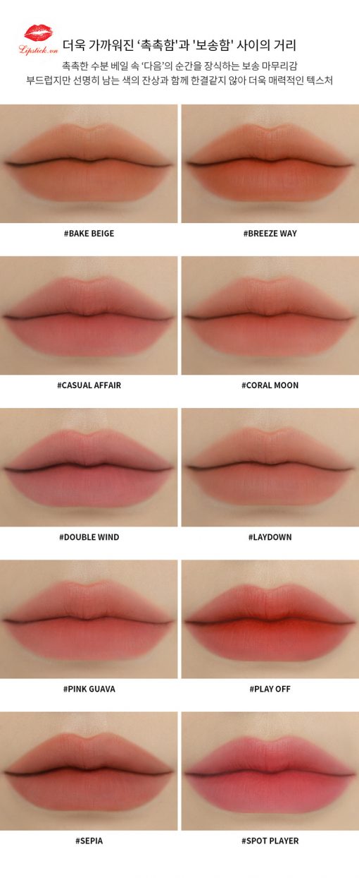 Son 3CE Pink Guava Hồng Đào Dòng Blur Water Tint Đẹp Nhất