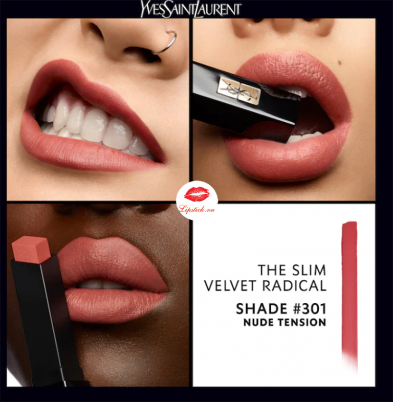 Son YSL 301 Nude Pulsion – Cánh Hồng Khô Dòng Slim Velvet Radical