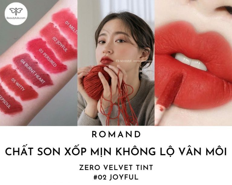 Son Romand 02 Joyful Màu Đỏ Gạch Đẹp Nhất, Hot Nhất Zero Velvet Tint