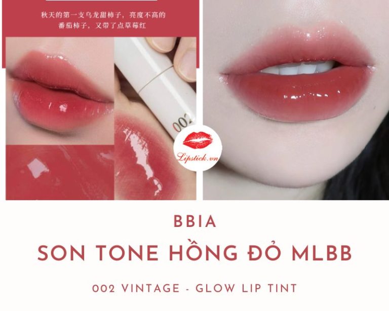 Son Bbia 002 Vintage Màu Hồng Đỏ MLBB Đẹp Nhất, Tint Bóng Cực Hot