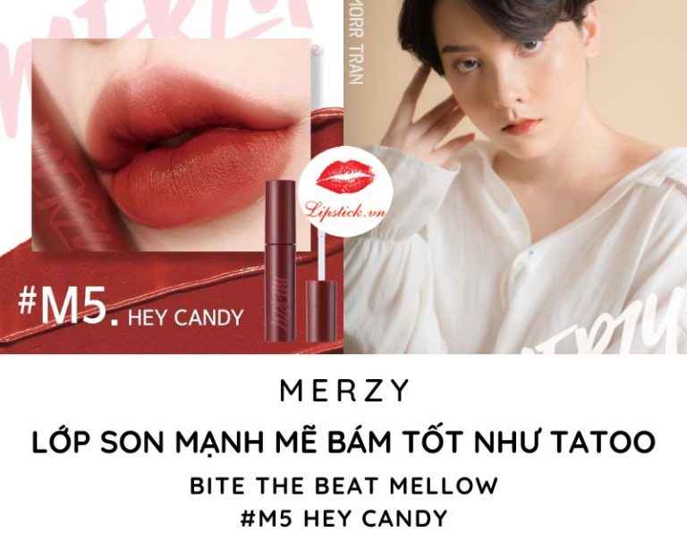 Review Son Merzy M5 Hey Candy Màu Đỏ Cam Cháy Đẹp Nhất