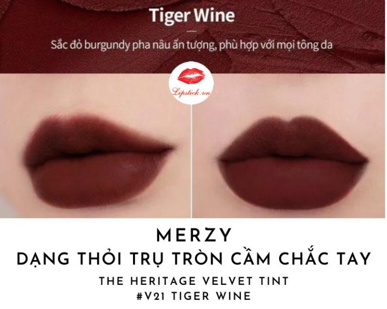 Review Son Merzy V21 Tiger Wine Màu Đỏ Nâu Burgundy Đỉnh Nhất