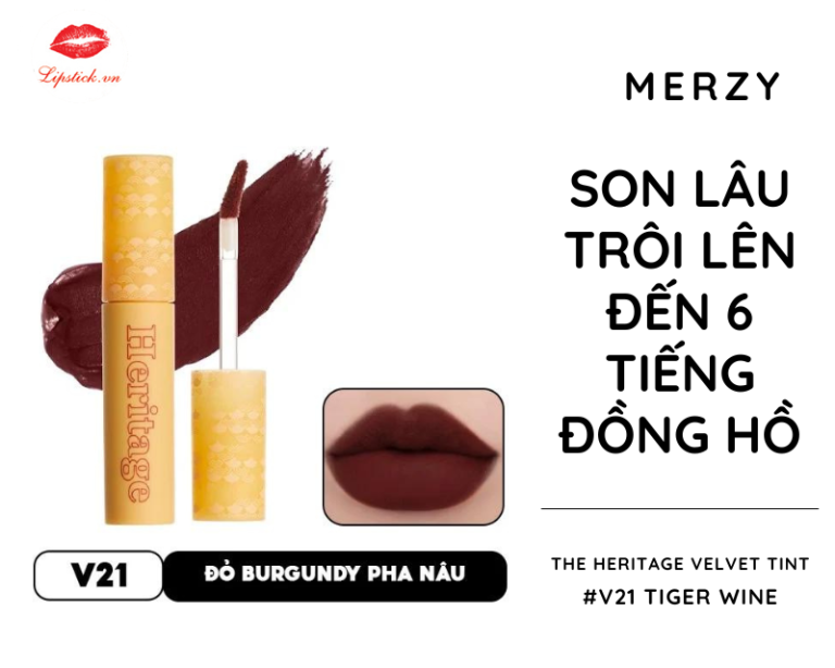 Son Merzy V21 Tiger Wine Màu Đỏ Nâu Burgundy Đẹp Nhất, Siêu Hot