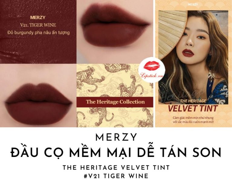 Son Merzy V21 Tiger Wine Màu Đỏ Nâu Burgundy Đẹp Nhất, Siêu Hot