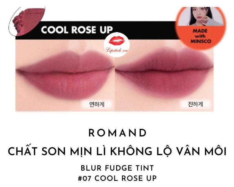 Review Son Romand Blur Fudge Tint 07 Cool Rose Up Màu Hồng Mận