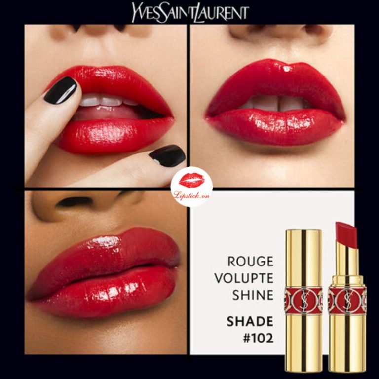 Son YSL Màu 102 Ready To Seduce Đỏ Tươi - Rouge Volupté Shine