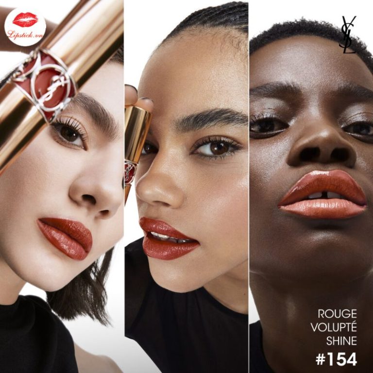 Son YSL Màu 154 Chesnut Corset Đỏ Hồng - Rouge Volupté Shine