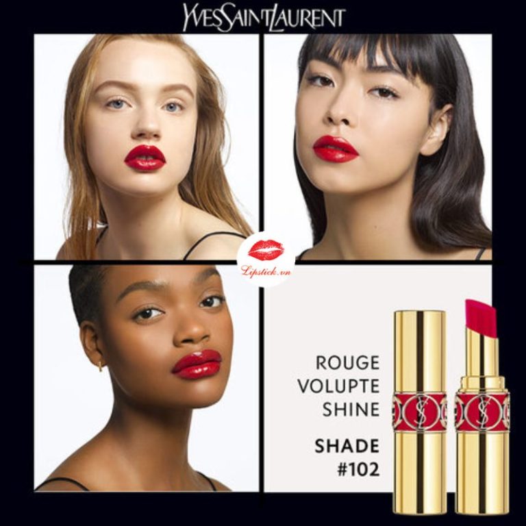 Son YSL Màu 102 Ready To Seduce Đỏ Tươi - Rouge Volupté Shine