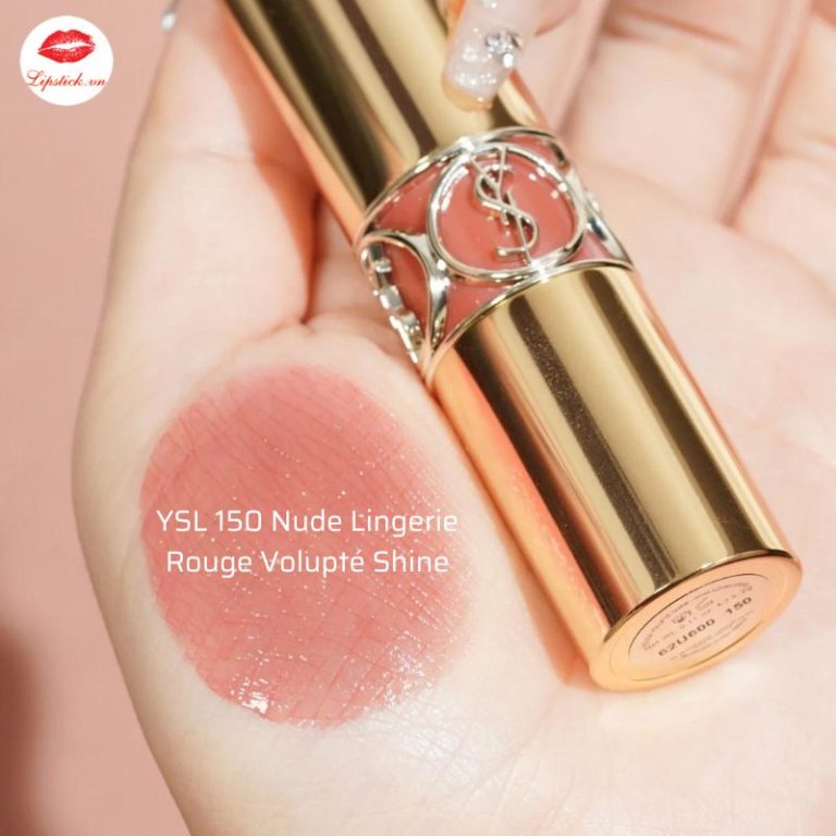 Son YSL Màu 150 Nude Lingerie Nude Ấm - Rouge Volupté Shine