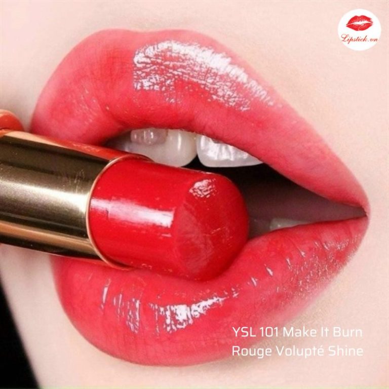 Son YSL Màu 101 Make It Burn Đỏ Dâu - Rouge Volupté Shine MỚI