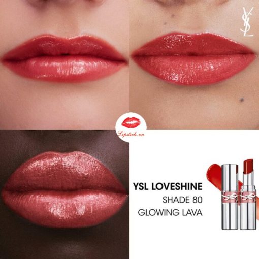 Son Dưỡng YSL 80 Glowing Lava Đỏ Hồng Loveshine Lip Oil Stick MỚI